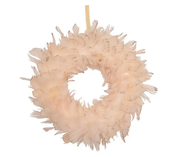 NORTHLIGHT Glittered Feathers Christmas Wreath 14.5' Unlit