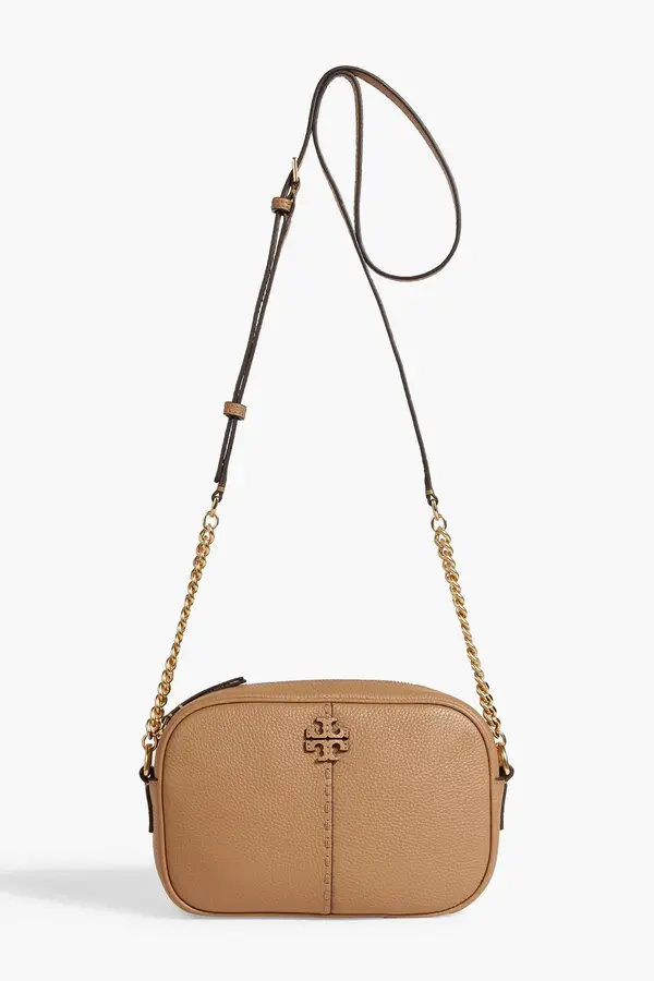 Tory Burch Mcgraw Pebbled Leather Crossbody Bag - Light Brown