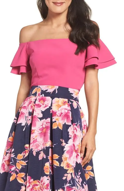 Eliza J Crepe Off-the-shoulder Top