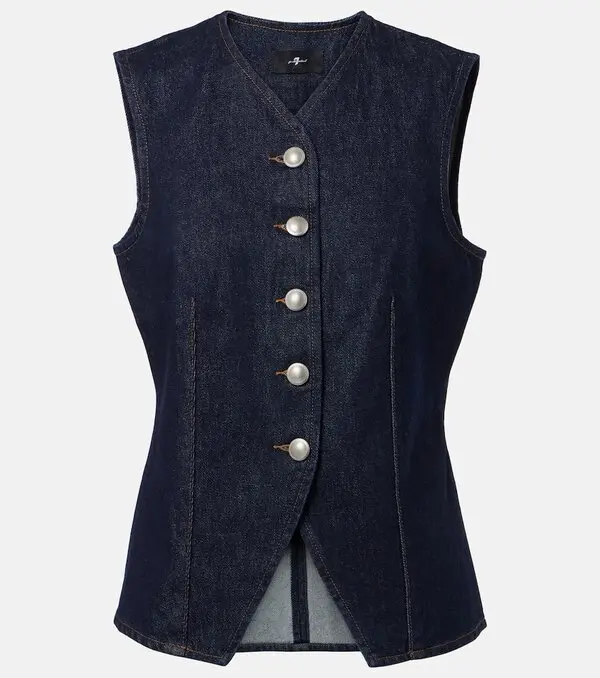 7 For All Mankind Denim Vest - Blue
