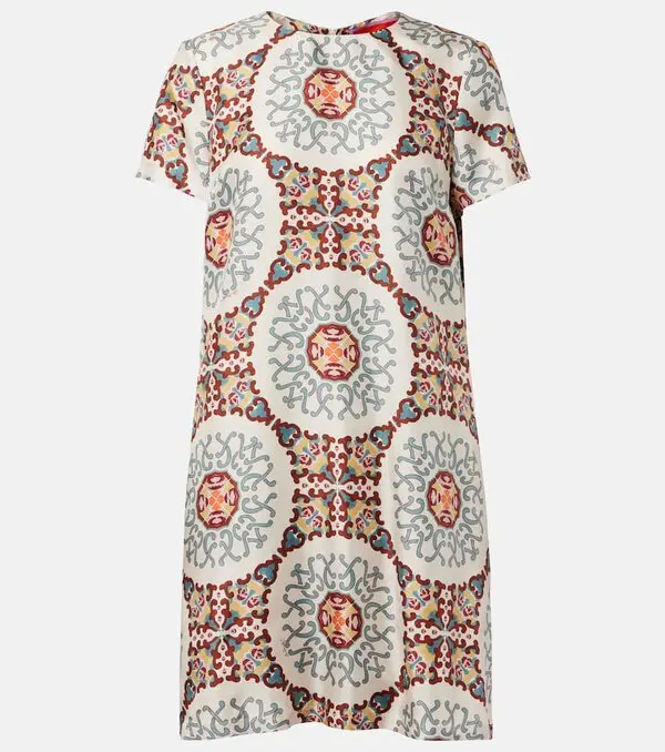 La DoubleJ Swing Printed Silk Satin Minidress