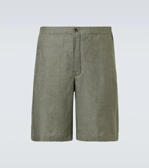 Loro Piana Nolan Linen Bermuda Shorts - Green