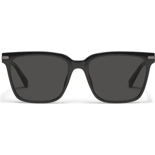 Quay Recap 46mm Small Square Sunglasses - Black/ Black Polarized