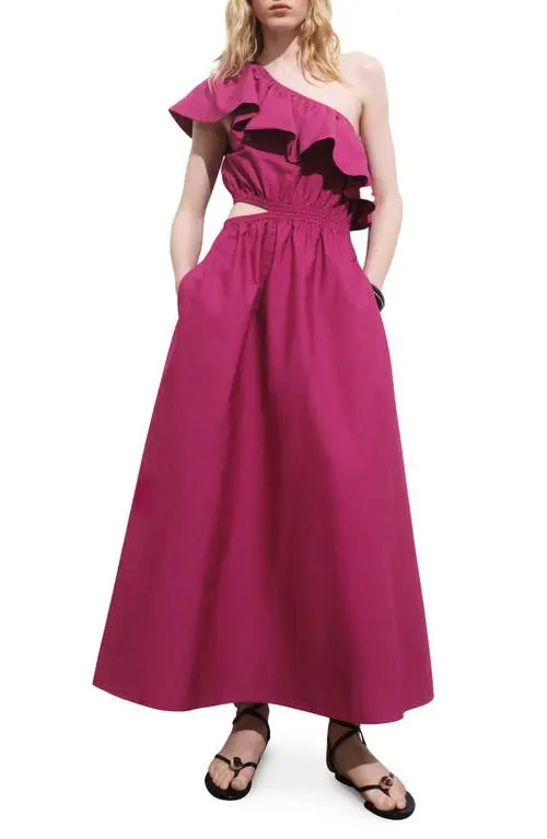 Mango Asymmetric Cutout One-shoulder Maxi Dress