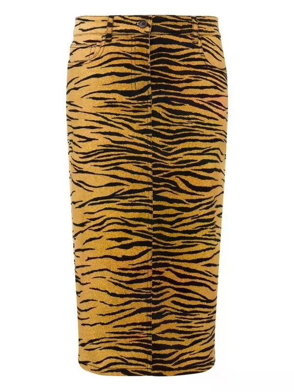 MOSCHINO JEANS Animal Print Midi Skirt - Brown