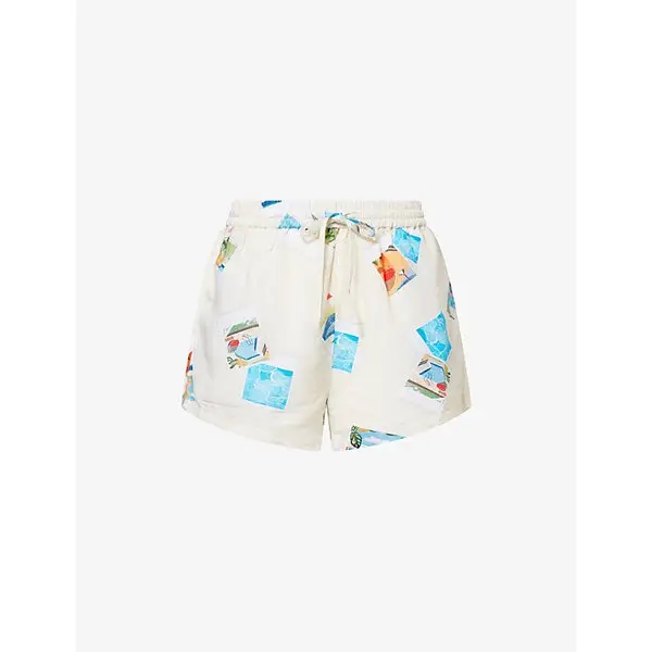 Seafolly Linen-blend Graphic Pattern Shorts