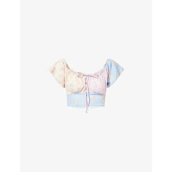 GRACEJACOB Cici Ruffle Woven Crop Top