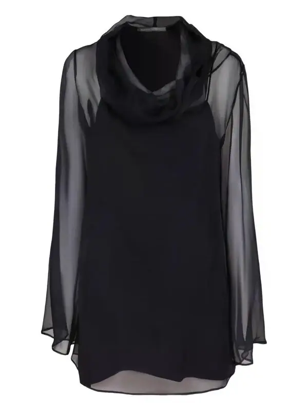 Alberta Ferretti Cowl-neck Sheer Blouse - Black
