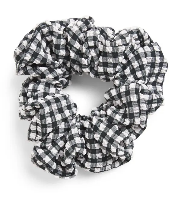 Hunza G Seersucker Gingham Scrunchie - Black