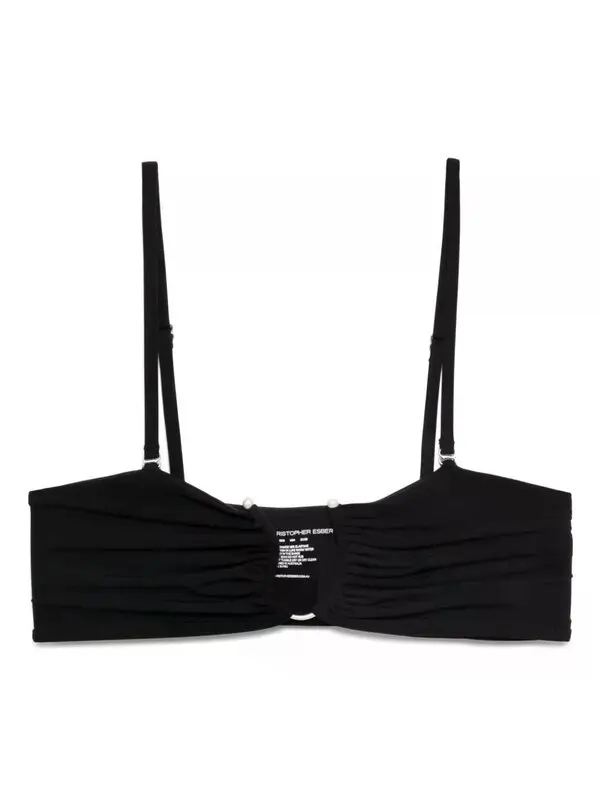 Christopher Esber Ruched Crescent Bikini Top - Black
