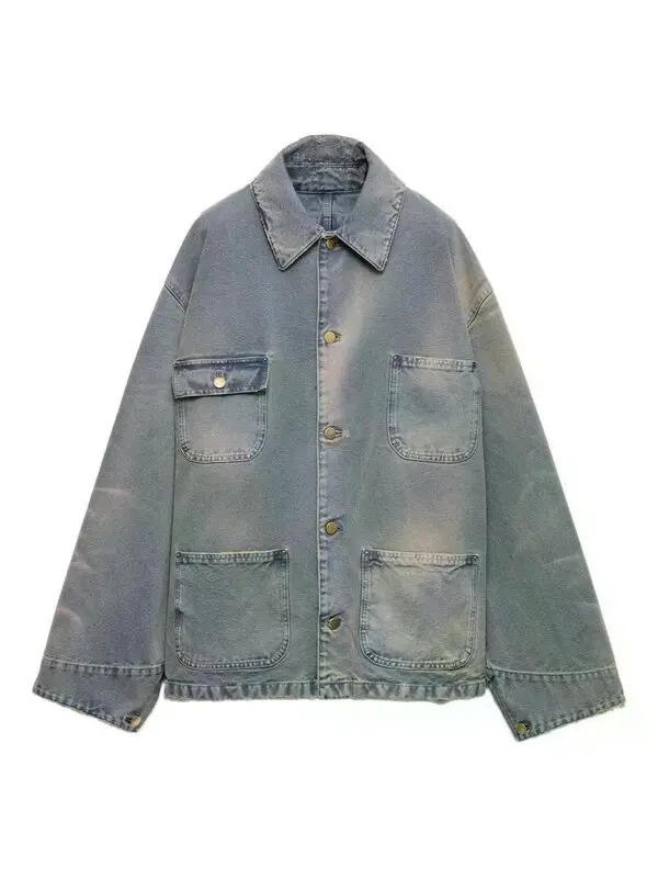 Prada Distressed-effect Jacket - Blue