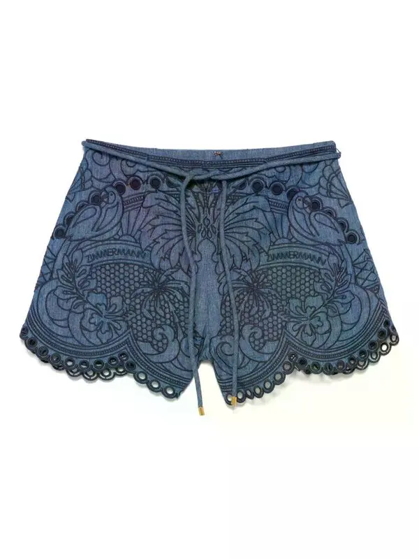 Zimmermann Embroidered Shorts - Blue