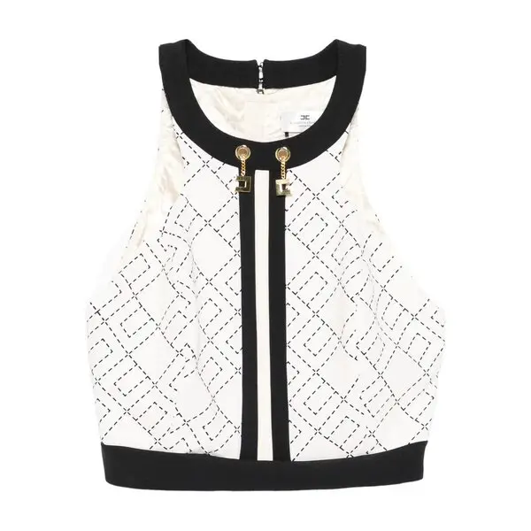 Elisabetta Franchi Monogram Halterneck Top - Multicolor