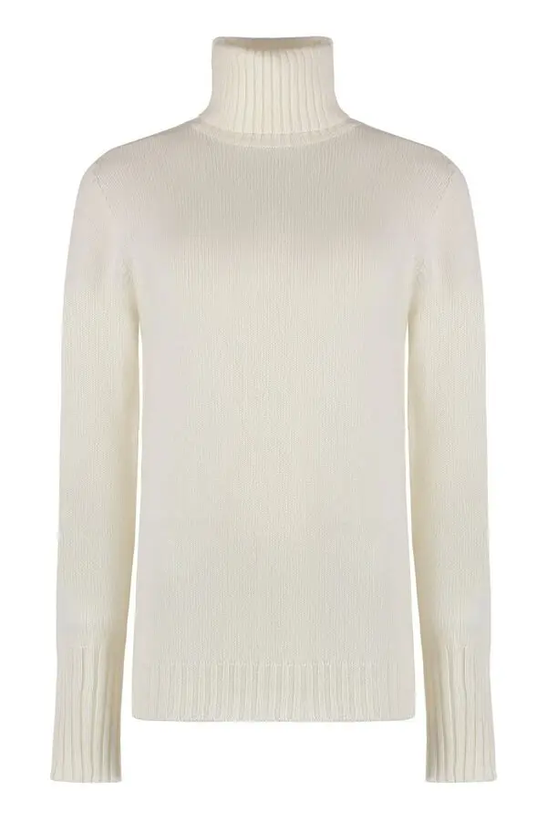THE (ALPHABET) Cashmere Turtleneck Pullover - White
