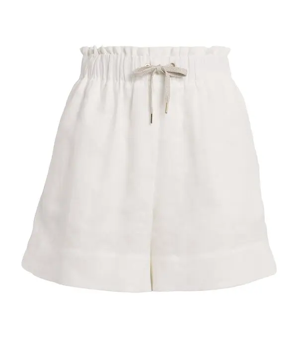 Eleventy Linen Drawstring Shorts - White