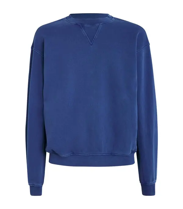 FRAME Cotton Embroidered Logo Sweatshirt - Blue