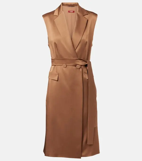 Max Mara Afgano Belted Satin Jacket - Brown