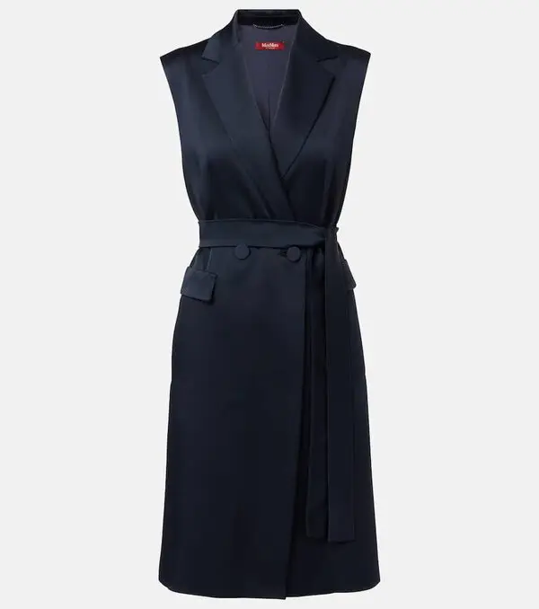 Max Mara Afgano Belted Satin Jacket - Blue