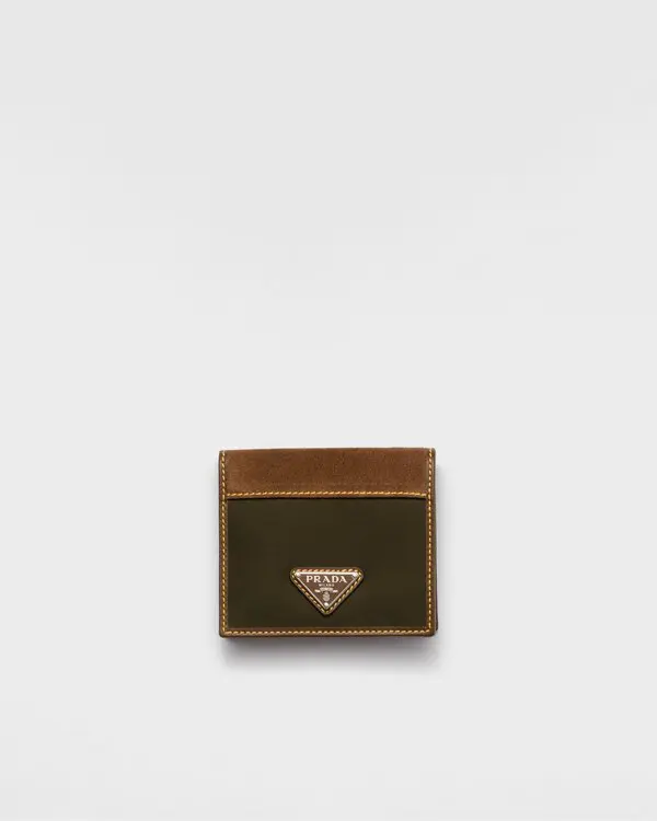 Prada Re-nylon And Leather Wallet - Musk Green/cocoa
