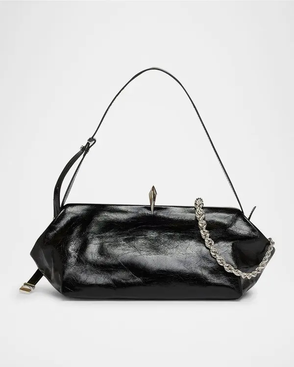Benedetta Bruzziches Sophia Crinkled Leather Shoulder Bag - Nightly