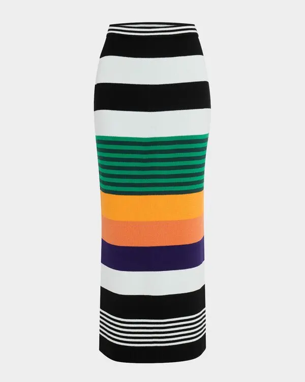 Christopher John Rogers Striped Knit Pencil Skirt - Rainbow Multi