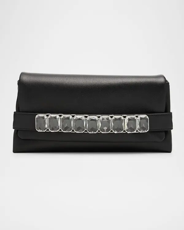 JIMMY CHOO Kya Crystal-embellished Clutch - Black/crystal