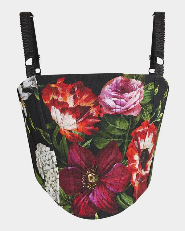 Dolce & Gabbana Floral Print Crop Corset Top - Blkprtflow