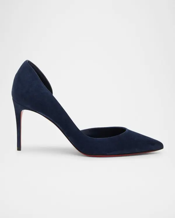 CHRISTIAN LOUBOUTIN Iriza Suede Half D'orsay Pumps - Zaffiro