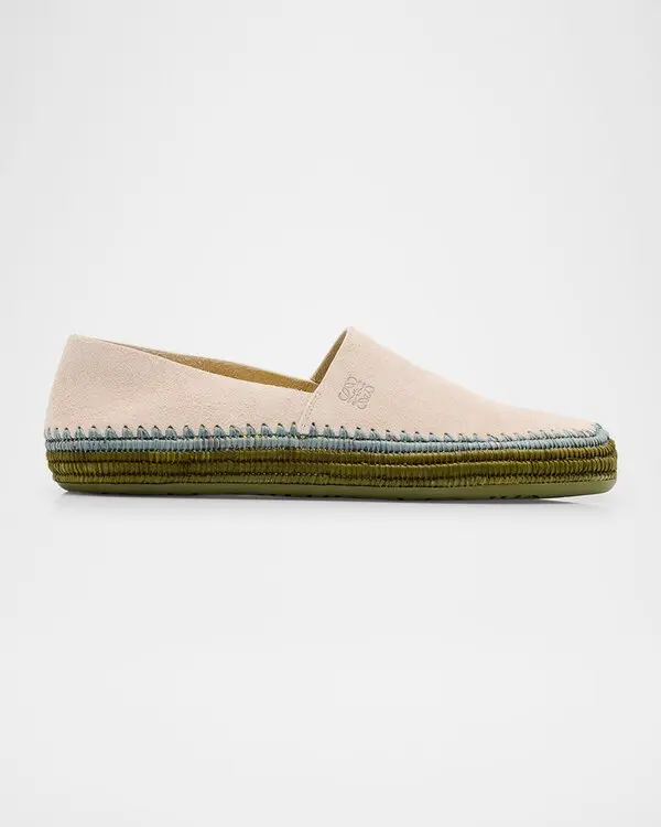 Loewe Rio Suede And Raffia Espadrilles