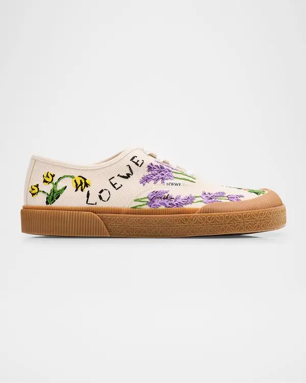 Loewe Terra Embroidered Canvas Sneakers