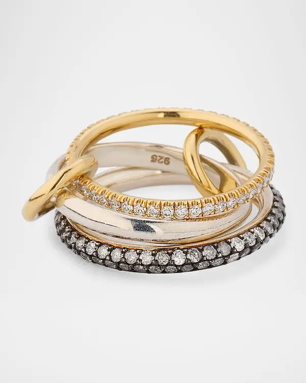 SPINELLI KILCOLLIN 18k Gold, Silver And Black Rhodium Scorpio Sg Gris Diamond Ring - Multi