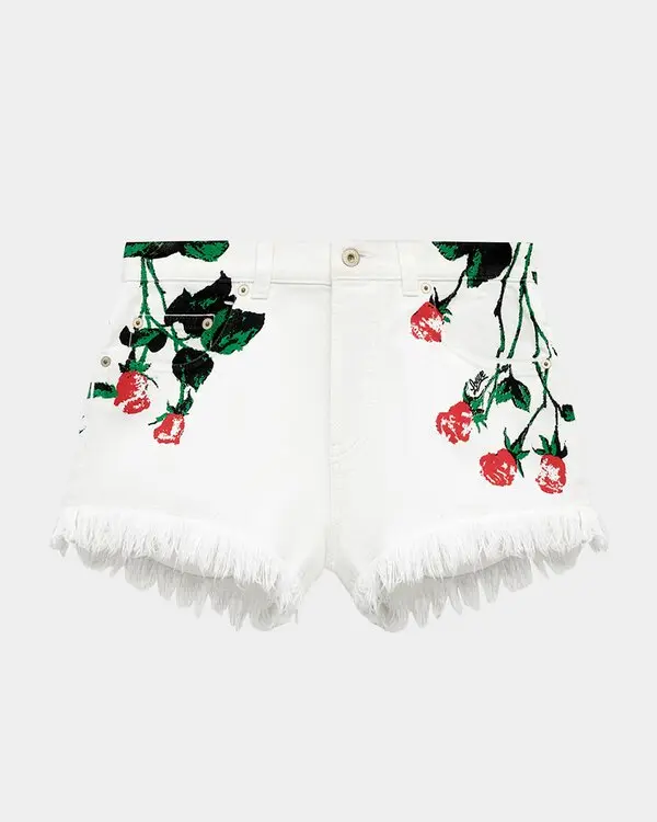 Loewe Flower-print Denim Shorts