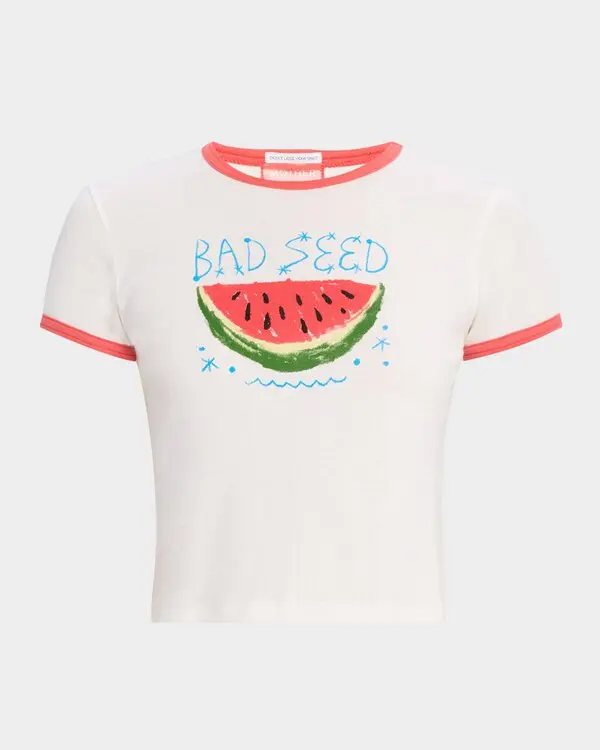 MOTHER The Itty Bitty Ringer Cropped Tee - Bad Seed