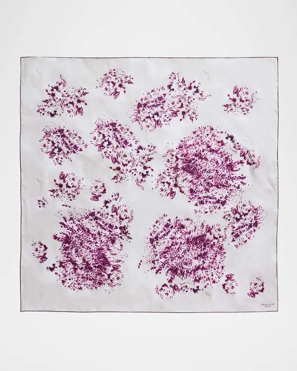 Lafayette 148 New York Spotted Glaze Silk Twill Square Scarf - Violet Ash Multi