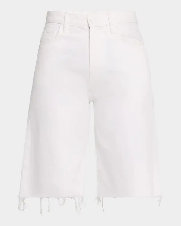 MOTHER The Maven Bermuda Fray Denim Shorts - White