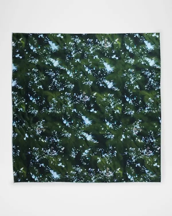 Lafayette 148 New York Splattered Glaze Silk Twill Square Scarf - Moss Multi