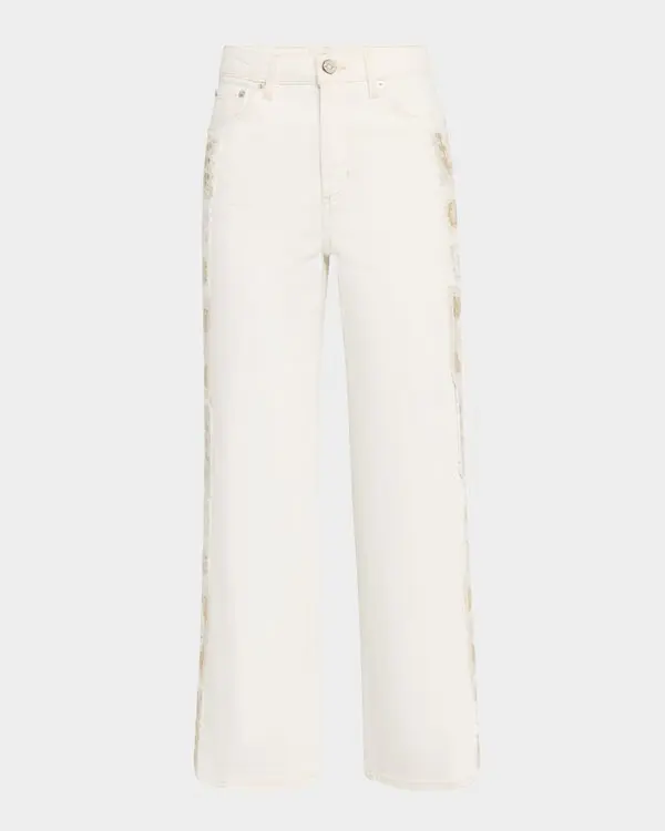 Rails Getty Crochet-trim Cropped Jeans