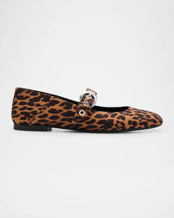 STUART WEITZMAN Supermoto Leopard Mary Jane Ballerina Flats - Leoprd