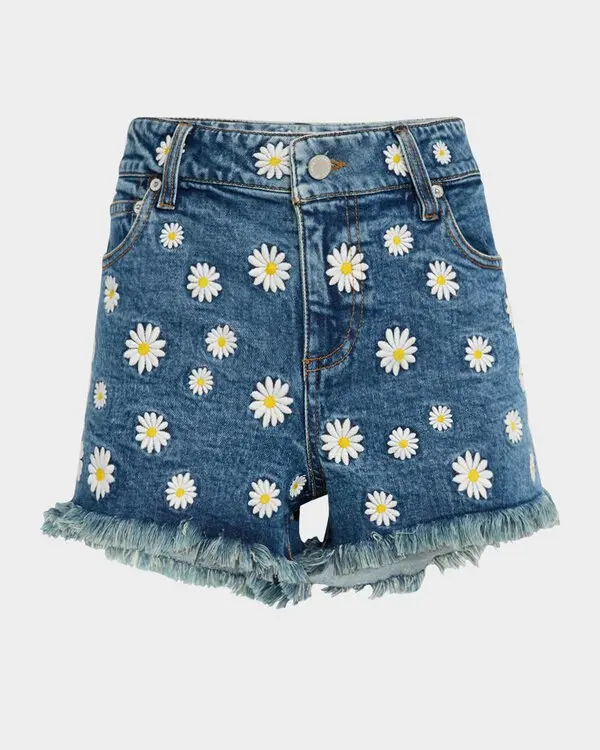 Alice + Olivia Warren Embroidered Denim Cutoff Shorts