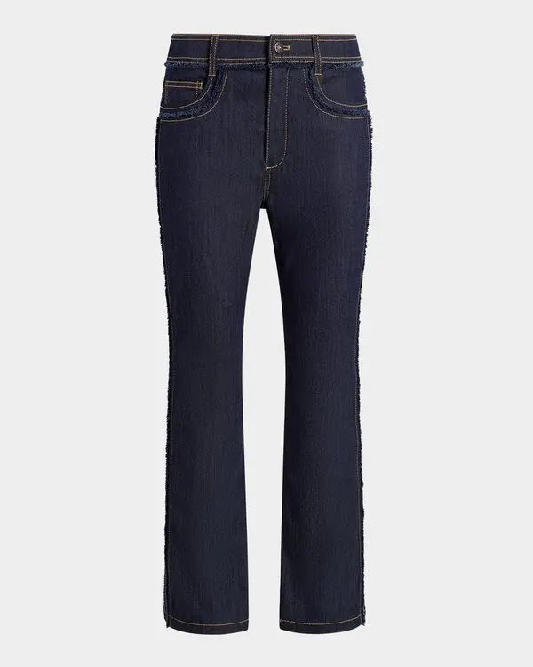 Cinq À Sept Sallie Piped Cropped Bootcut Denim Pants