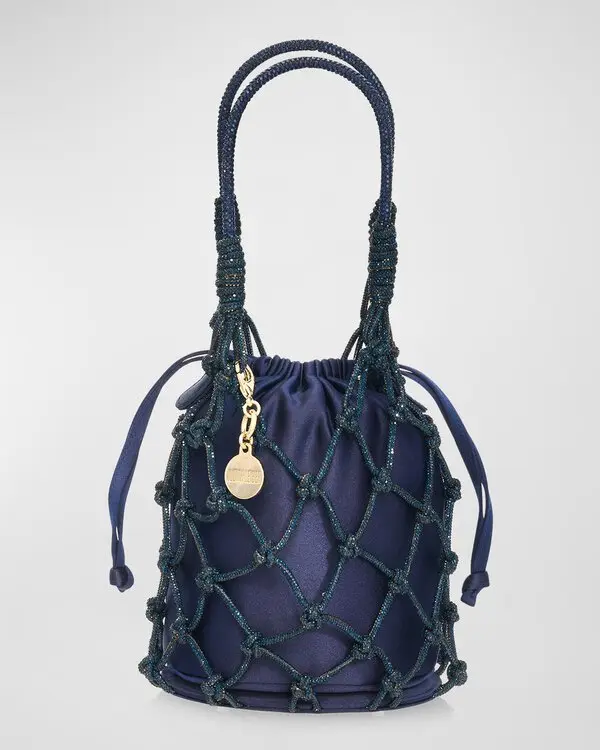 Judith Leiber Sparkle Crystal Net Top-handle Bag - Champagne Dark Indig