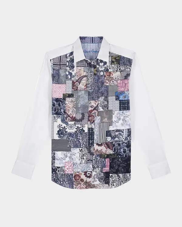 Robert Graham Madeira Patchwork Sport Shirt - White