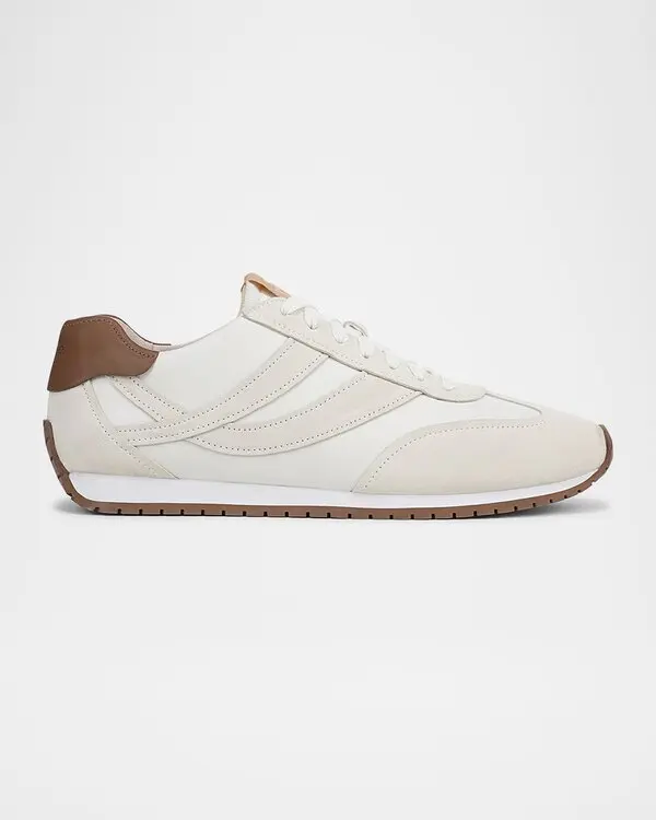 Vince Oasis Low-top Leather Runner Sneakers - Pebble White/elmwood
