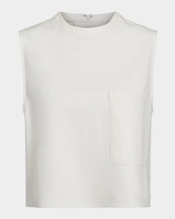 TWP Cropped Leather Tank - Offwht
