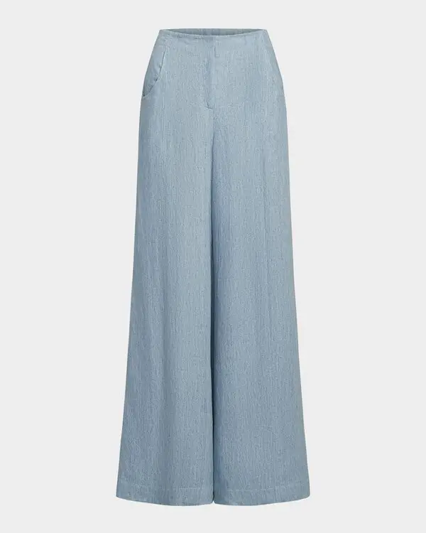 TWP Demie Wide-leg Hemp Trousers - Light Indigo
