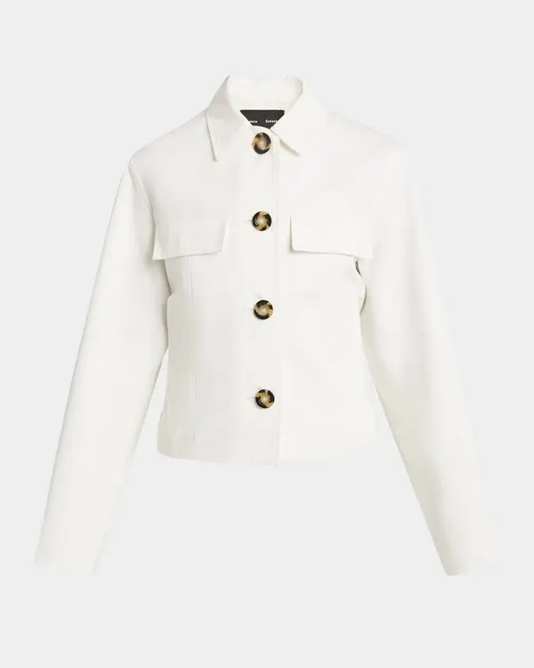 Proenza Schouler Thelma Cotton Linen Suiting Jacket - White