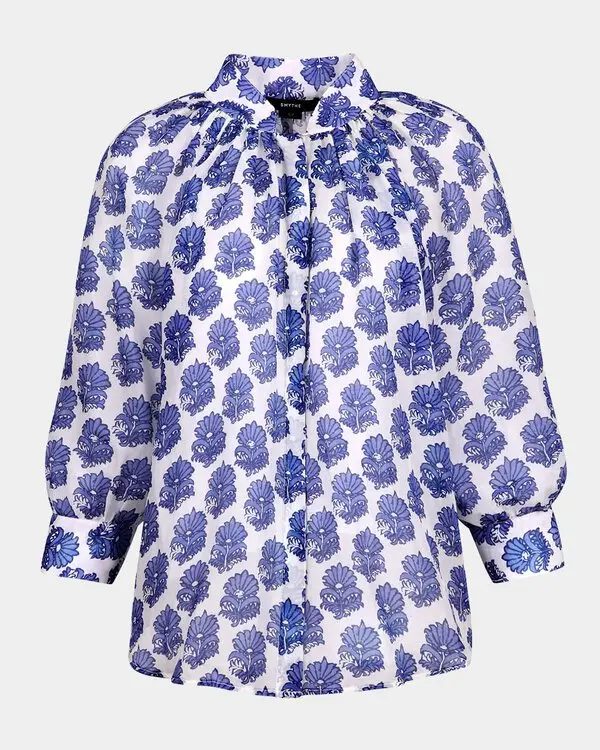 Smythe Floral Print Gathered Blouse