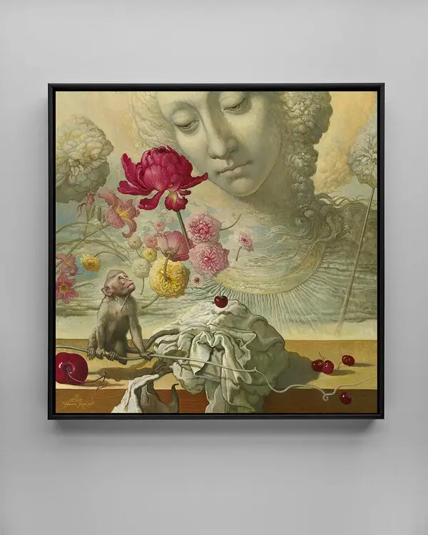 YANA MOVCHAN Monkey Watching Dancing Flowers" Limited Edition Giclee Canvas Wall Art