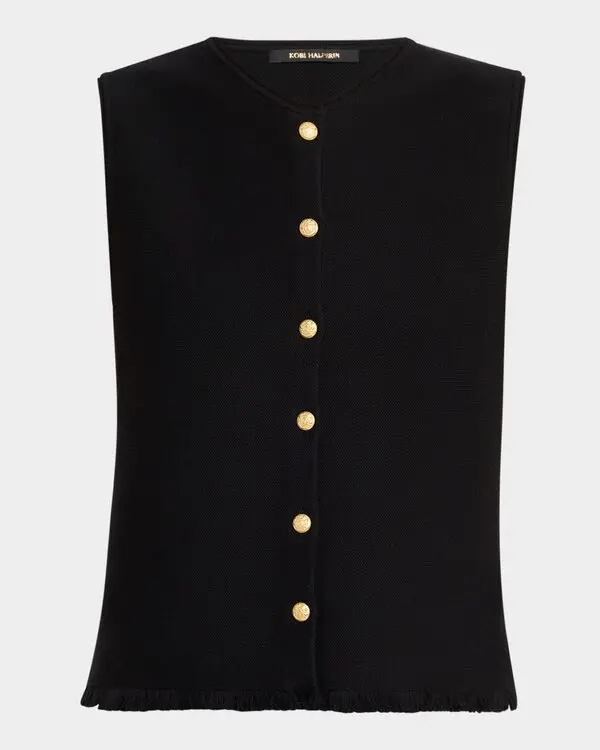 Kobi Halperin Tobias Sleeveless Fringed Sweater Vest - Black