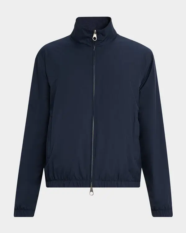 Loro Piana Wind Jersey And Linen Bomber Jacket - Blue/navy